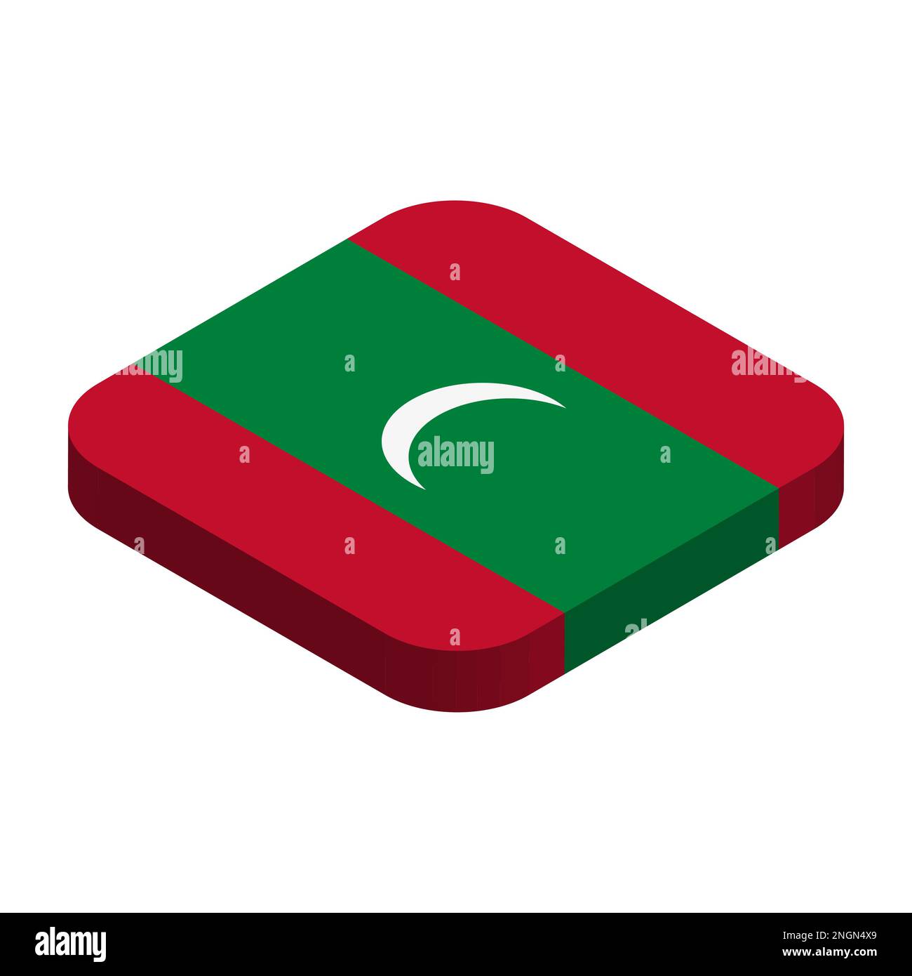 Maldives flag - 3D isometric square flag with rounded corners Stock ...
