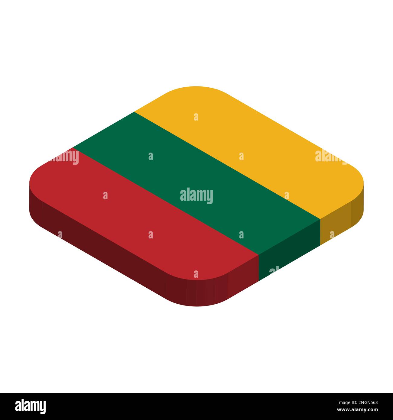 Lithuania flag - 3D isometric square flag with rounded corners Stock Vector Image & Art - Alamy