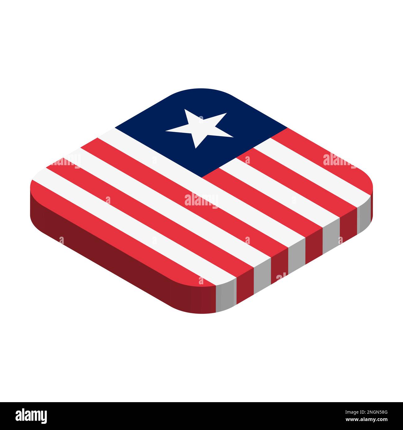 Liberia flag - 3D isometric square flag with rounded corners Stock Vector Image & Art - Alamy