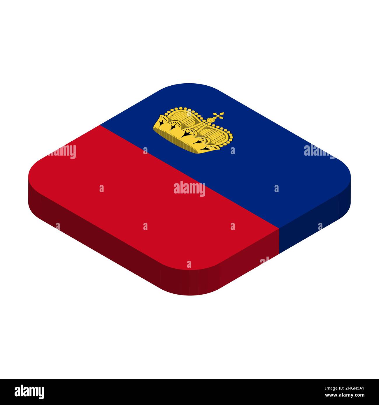 Liechtenstein flag - 3D isometric square flag with rounded corners ...
