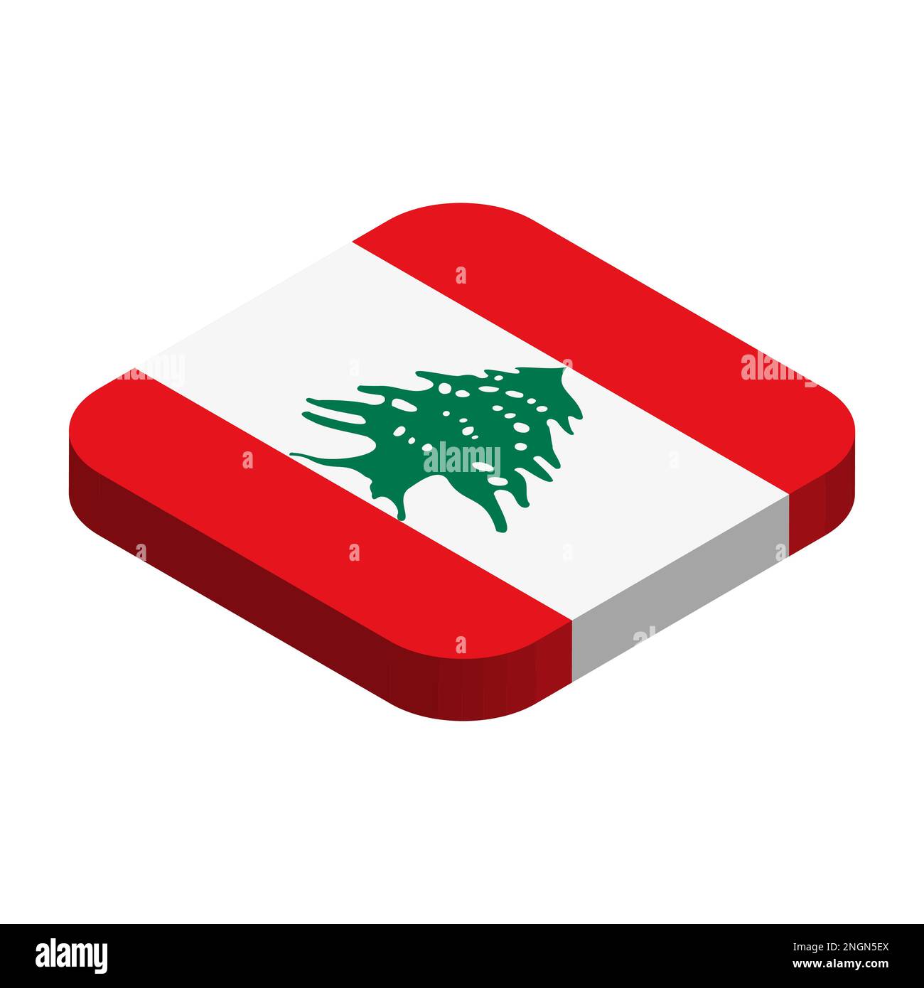 Lebanon flag - 3D isometric square flag with rounded corners Stock ...