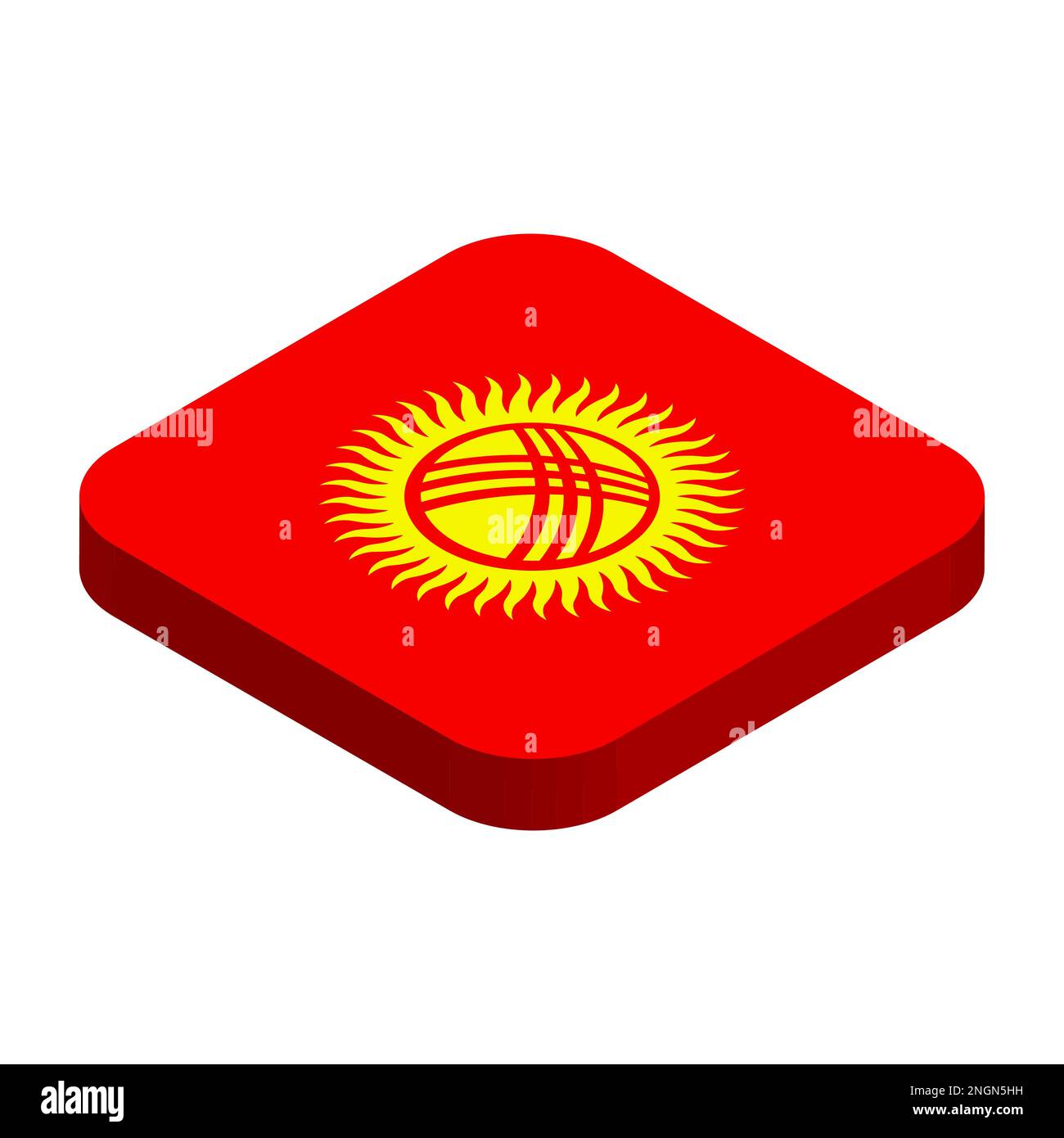 Kyrgyzstan flag - 3D isometric square flag with rounded corners Stock ...