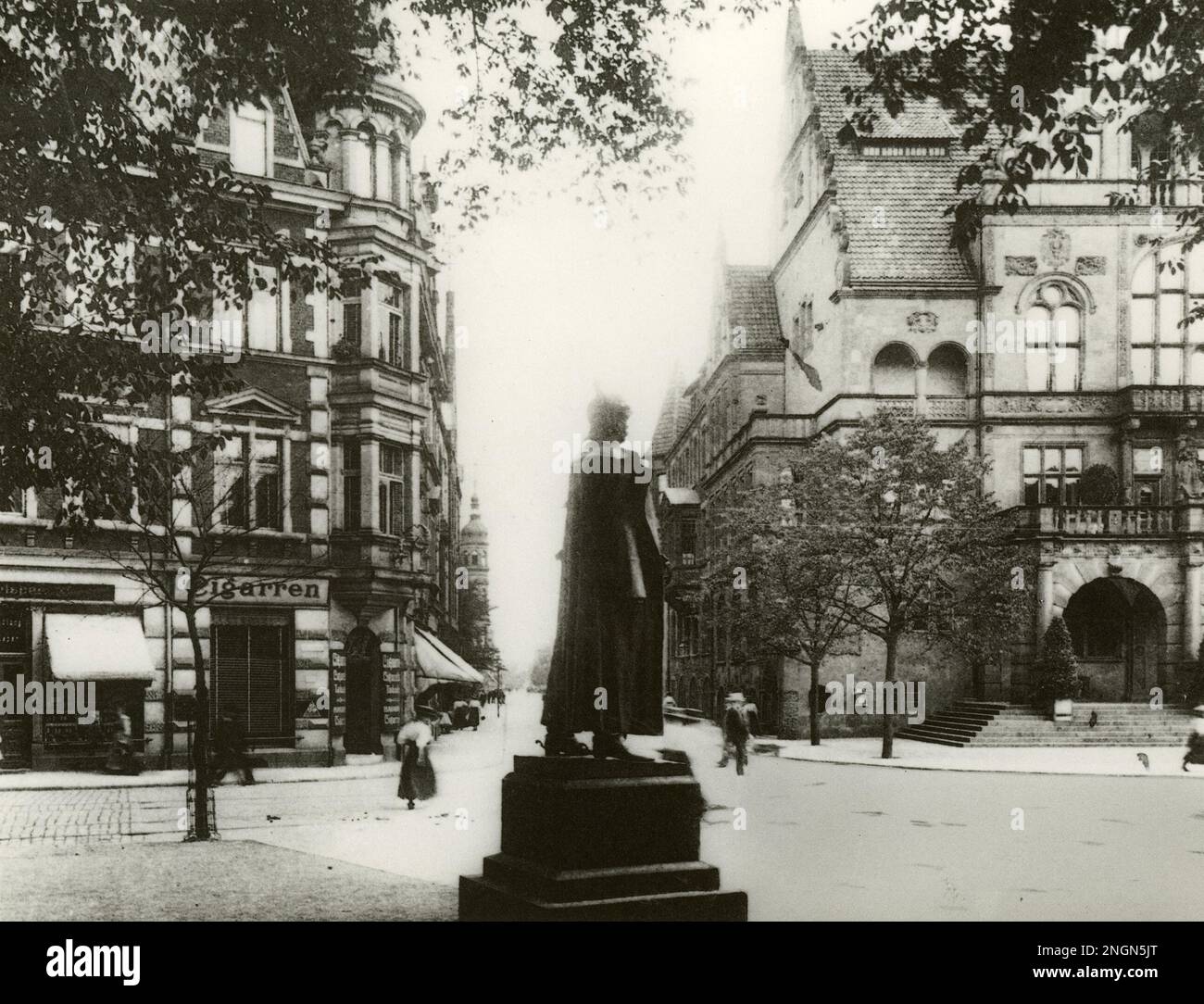 Bielefeld, Germany 1911 Niederwall Bismarck statue. The staue is still ...