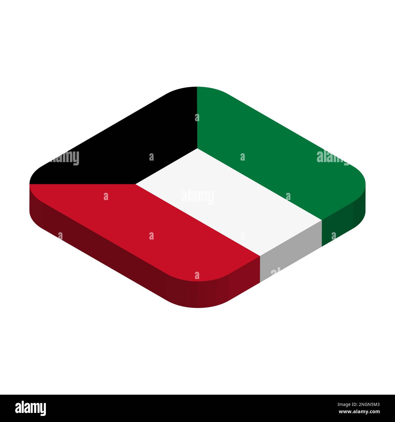 Kuwait flag - 3D isometric square flag with rounded corners Stock ...