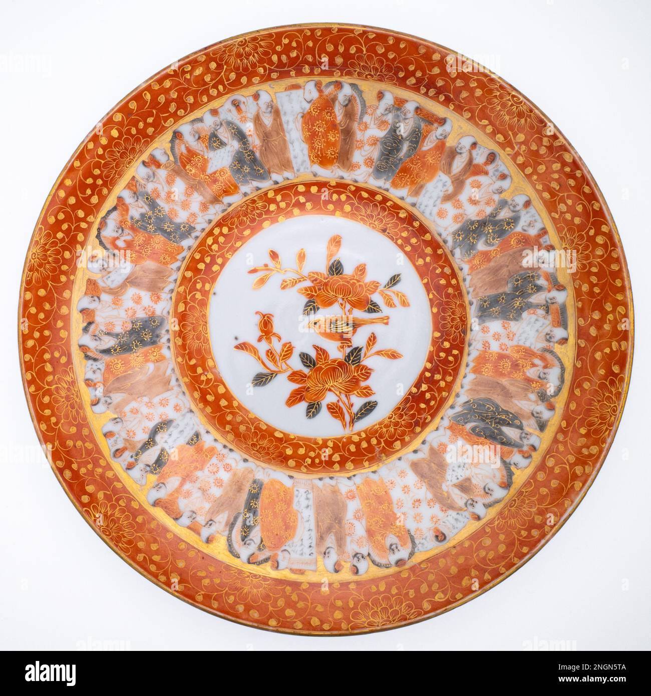 Antique CHINESE Rouge de Fer Porcelain Dish in Japanese Kutani Style ...