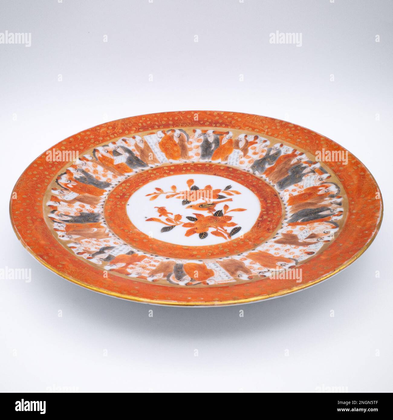 Antique CHINESE Rouge de Fer Porcelain Dish in Japanese Kutani Style ...