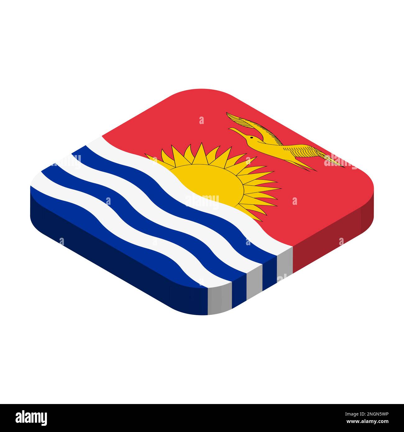 Kiribati flag - 3D isometric square flag with rounded corners Stock ...