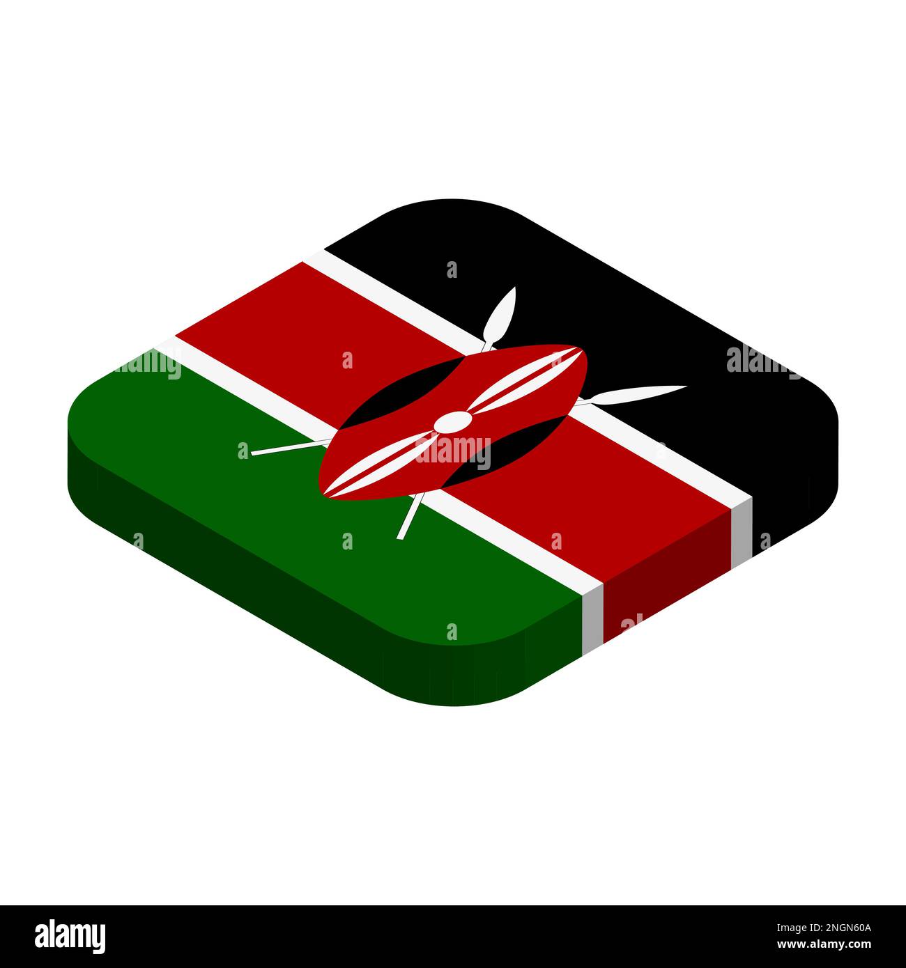 Kenya flag - 3D isometric square flag with rounded corners Stock Vector ...