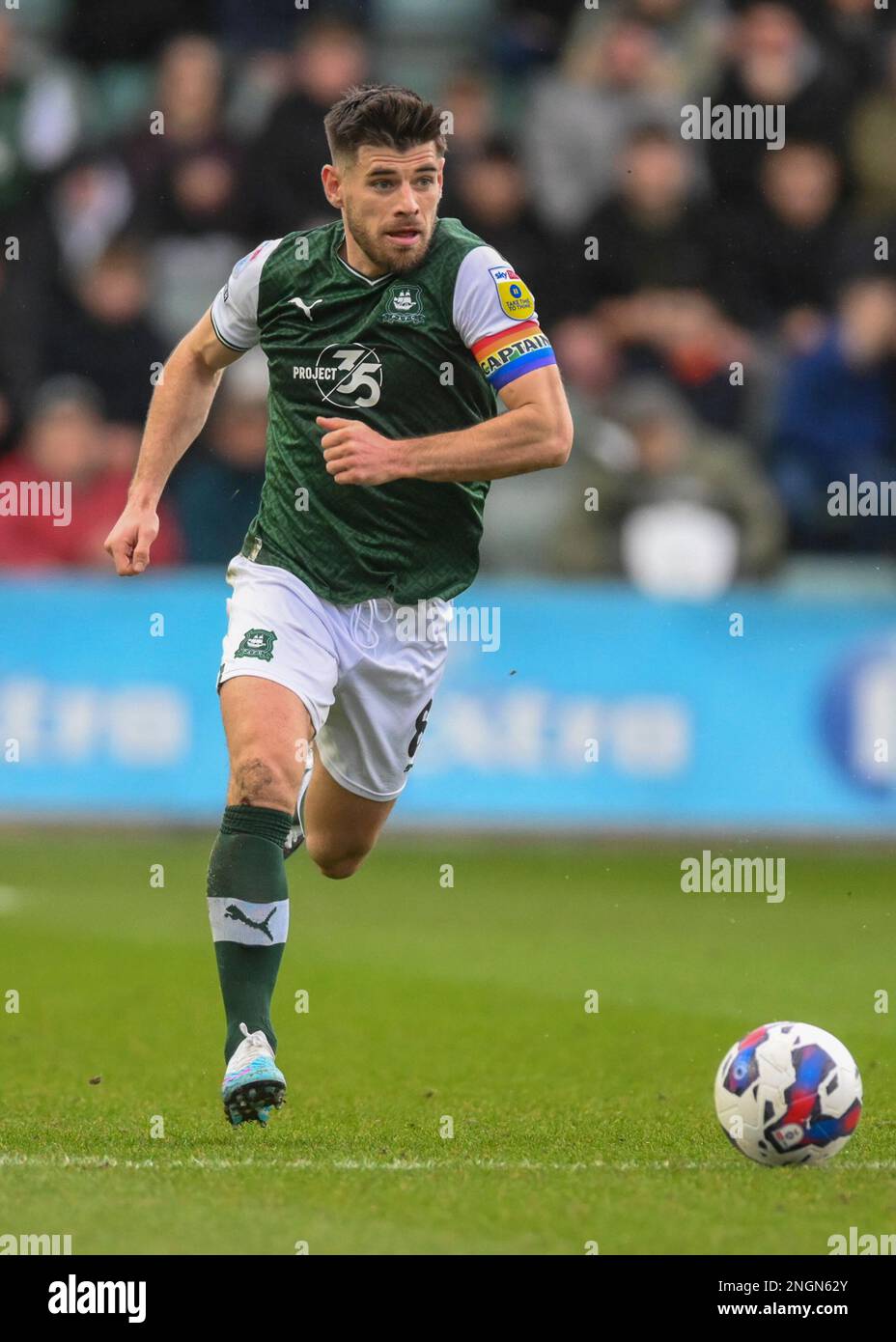 Plymouth Argyle midfielder Joe Edwards (8) attacking during the Sky Bet ...