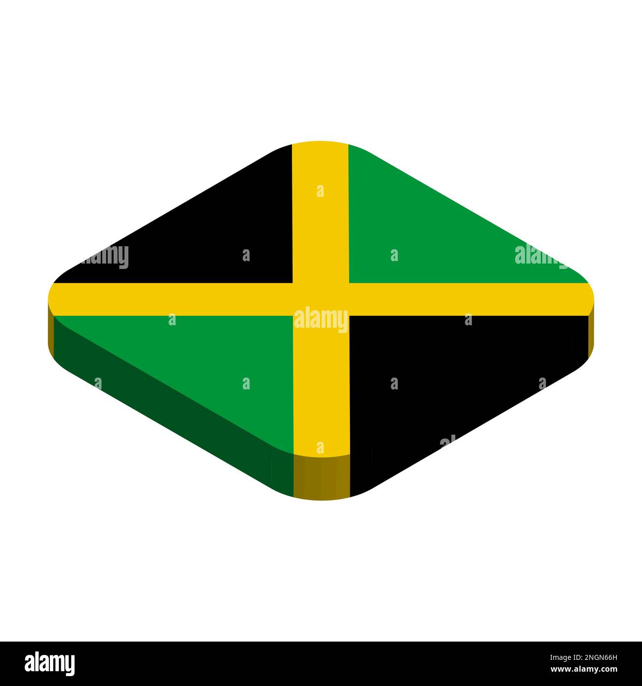 Jamaica flag - 3D isometric square flag with rounded corners Stock ...