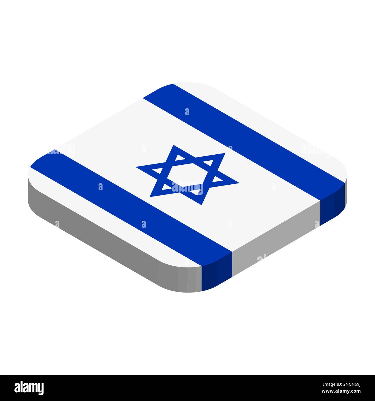 Israel flag - 3D isometric square flag with rounded corners Stock ...