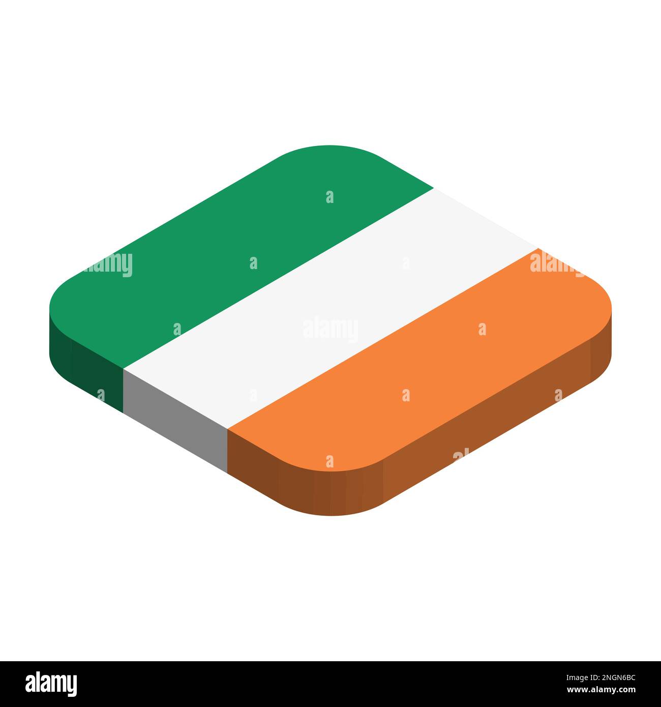 Ireland flag - 3D isometric square flag with rounded corners Stock ...