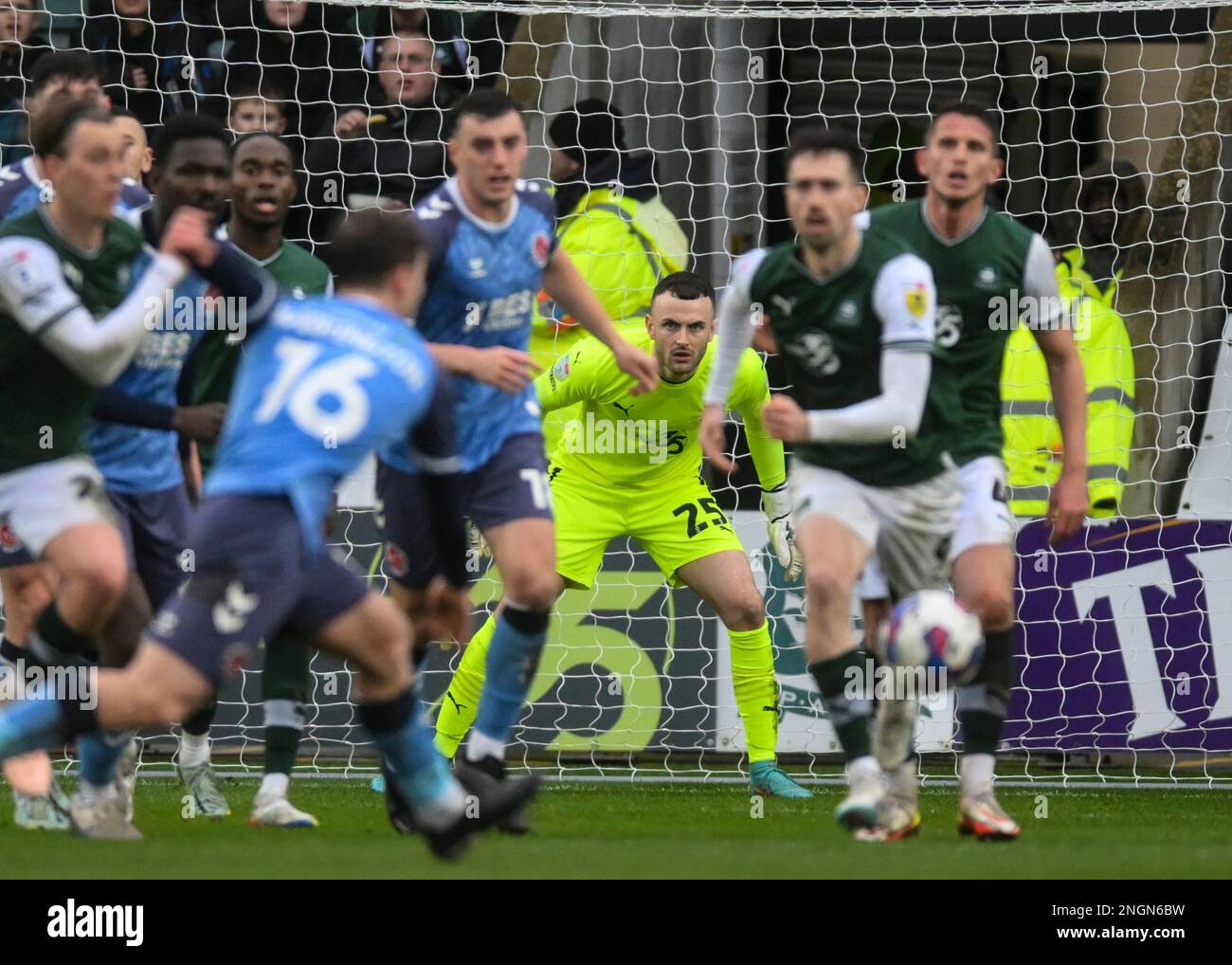 Plymouth Argyle goalkeeper Callum Burton (25) during the Sky Bet League ...
