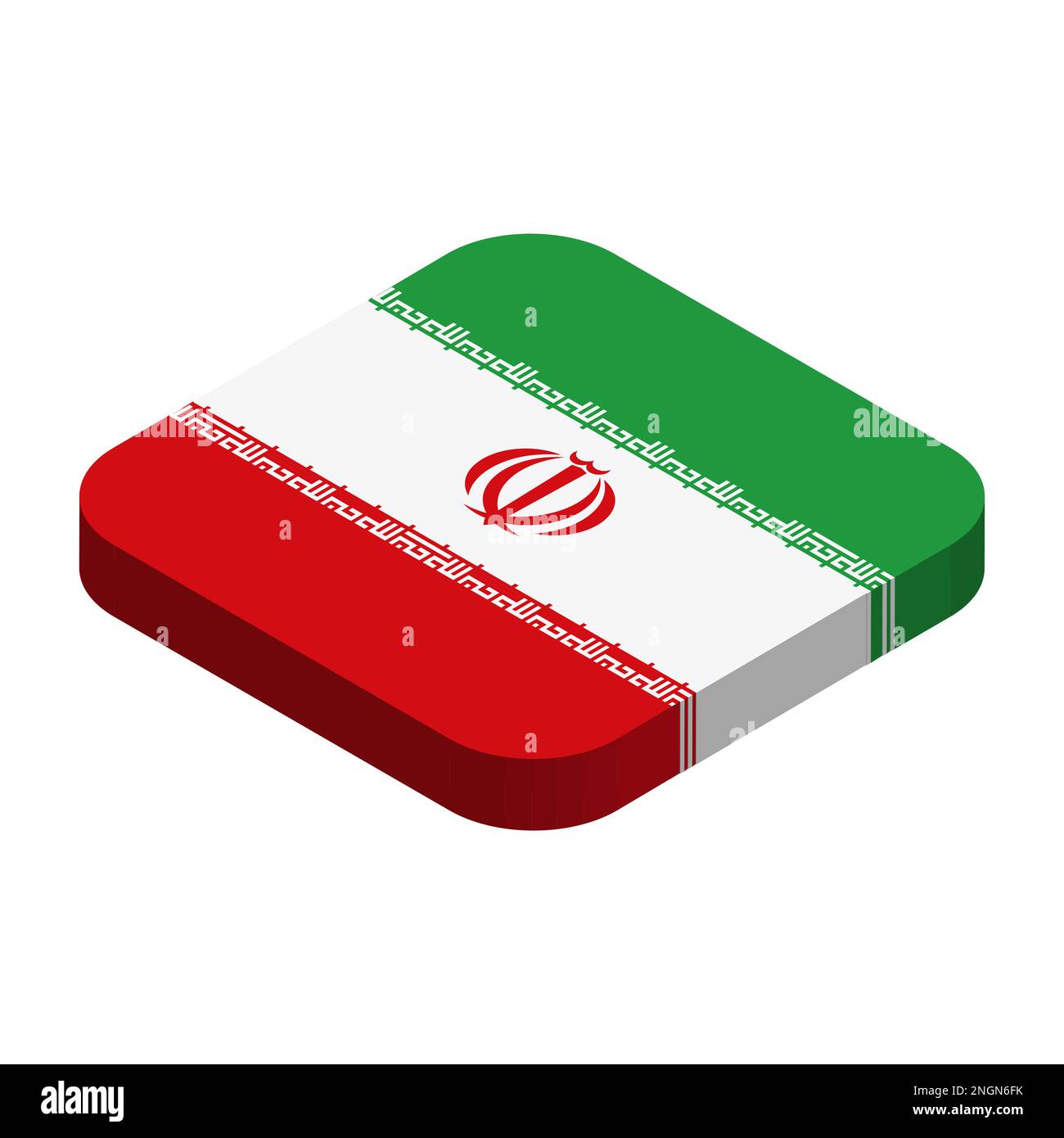 Iran flag - 3D isometric square flag with rounded corners Stock Vector ...