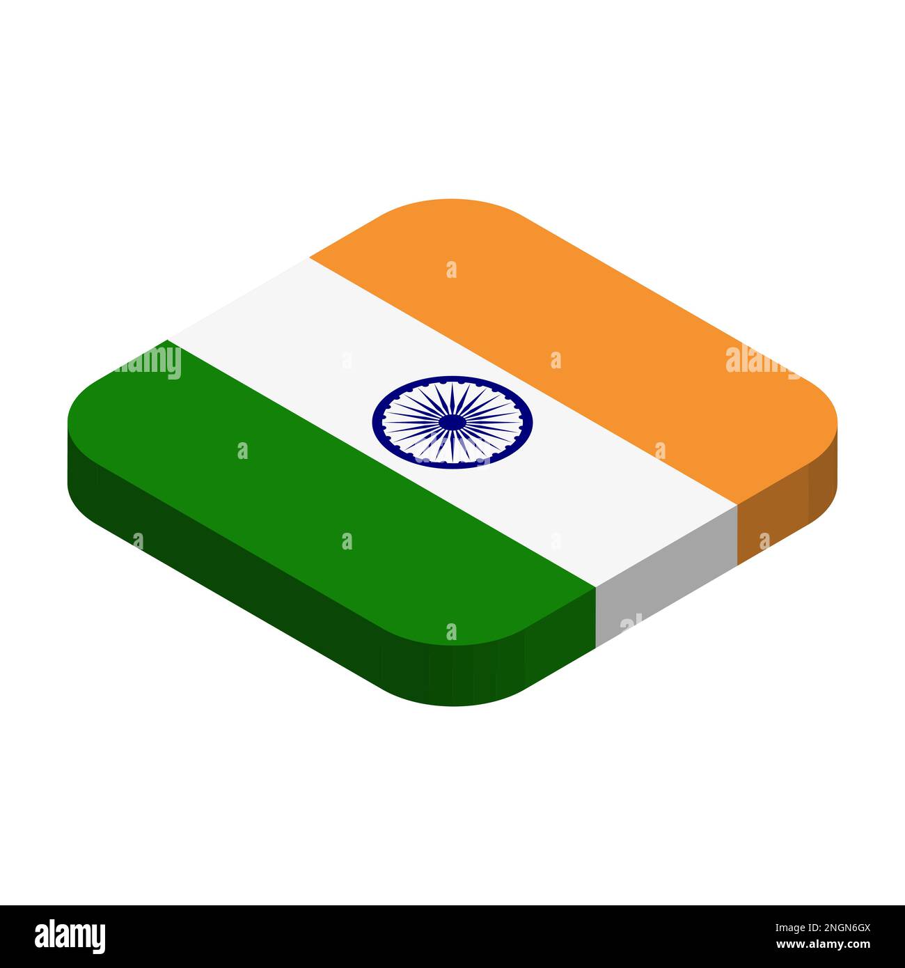 India flag - 3D isometric square flag with rounded corners Stock Vector ...