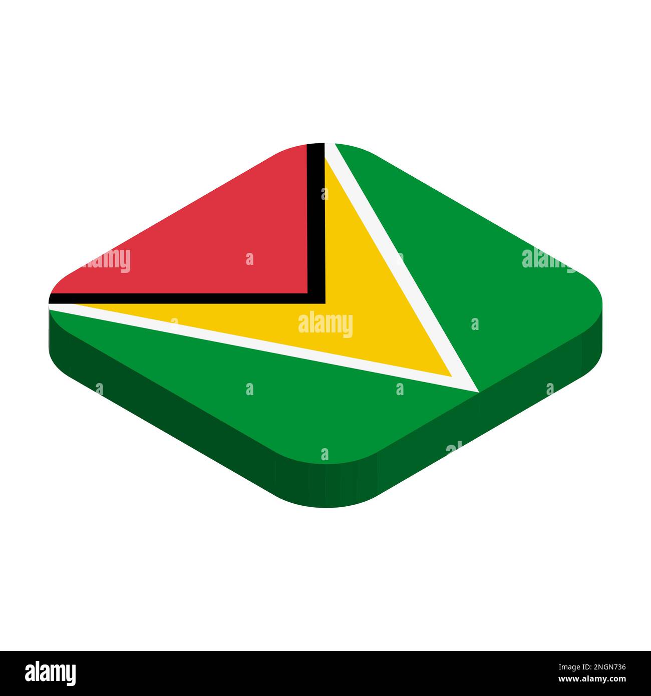 Guyana flag - 3D isometric square flag with rounded corners Stock ...