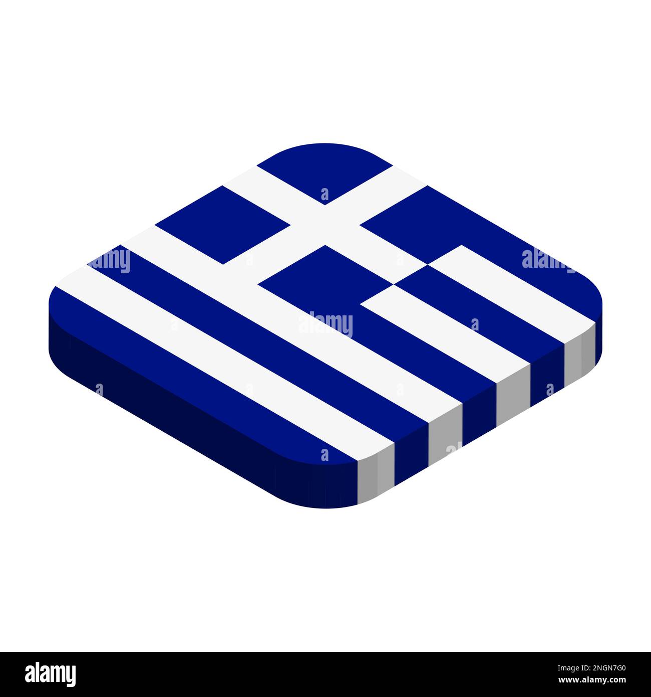 Greece flag - 3D isometric square flag with rounded corners Stock ...