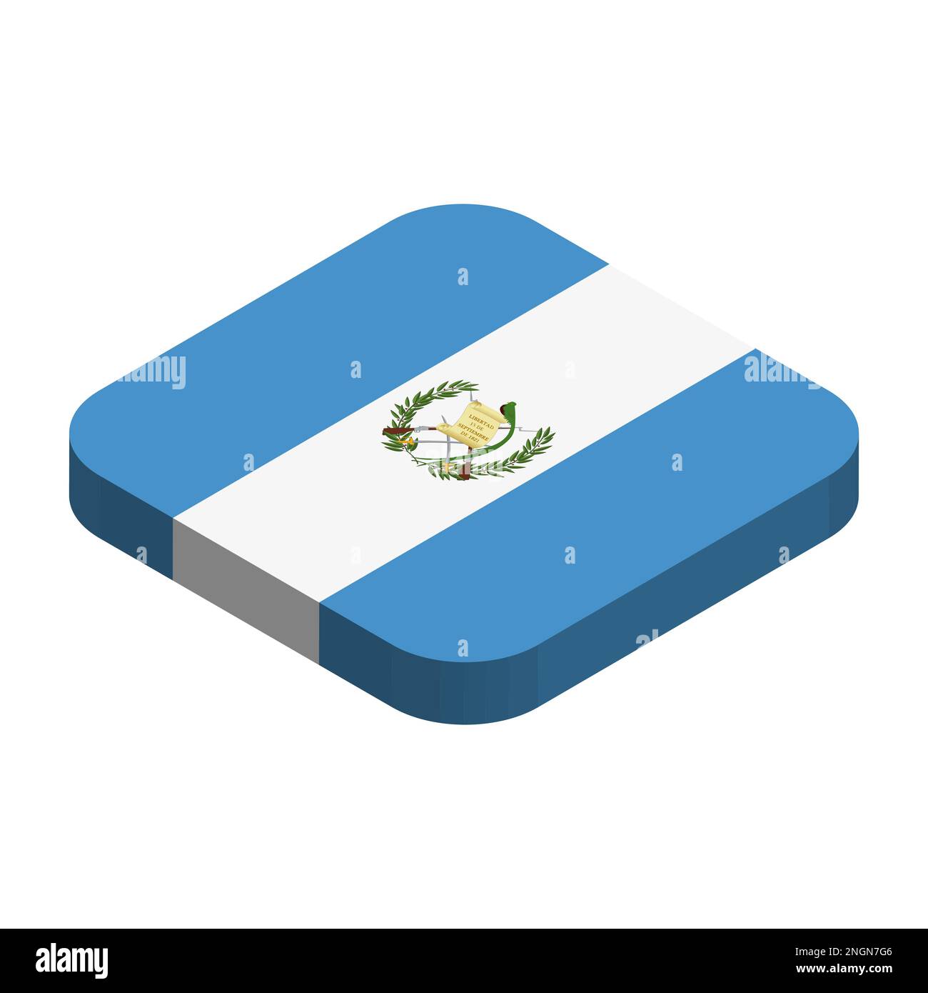 Guatemala flag - 3D isometric square flag with rounded corners Stock ...