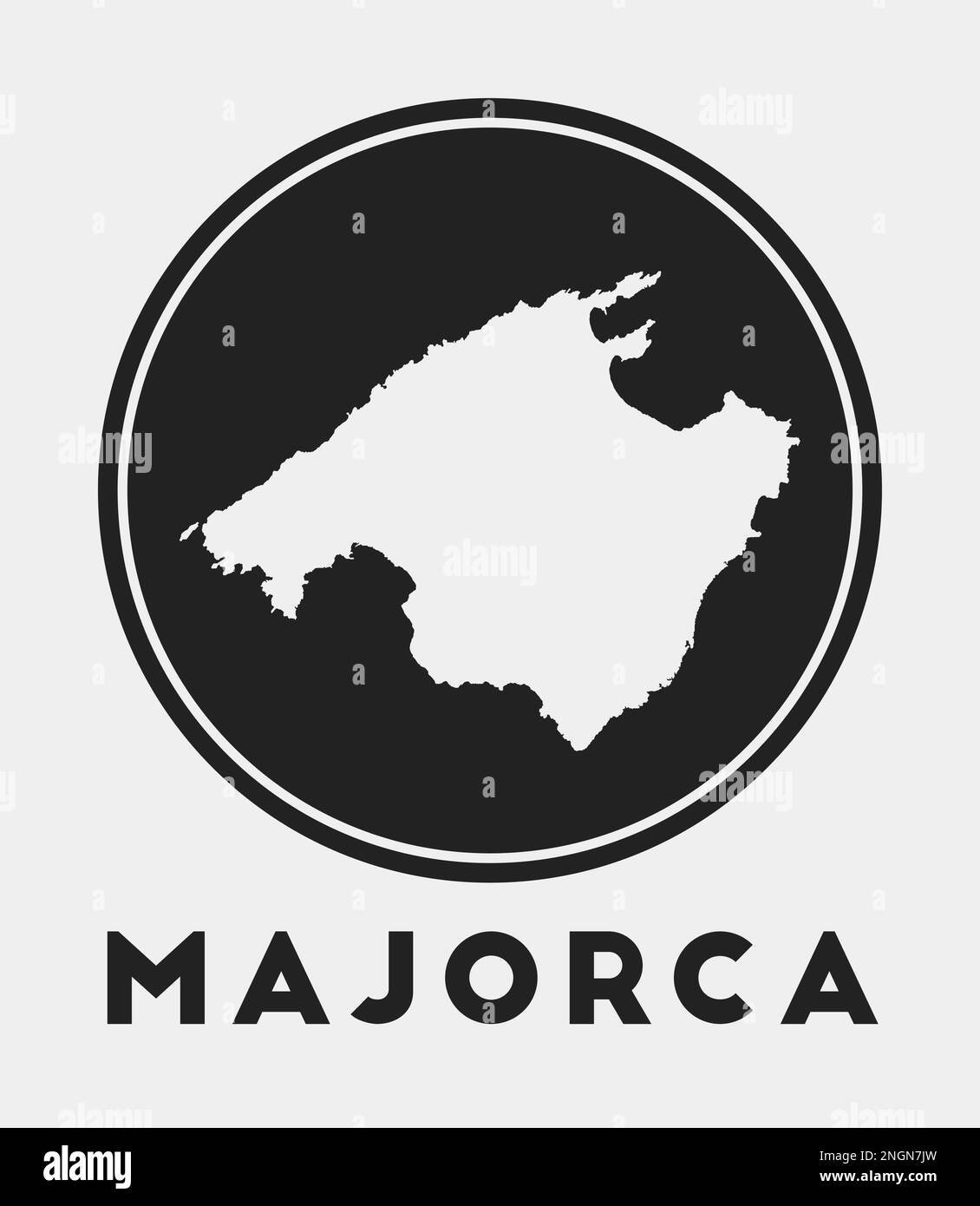 Majorca icon. Round logo with island map and title. Stylish Majorca ...