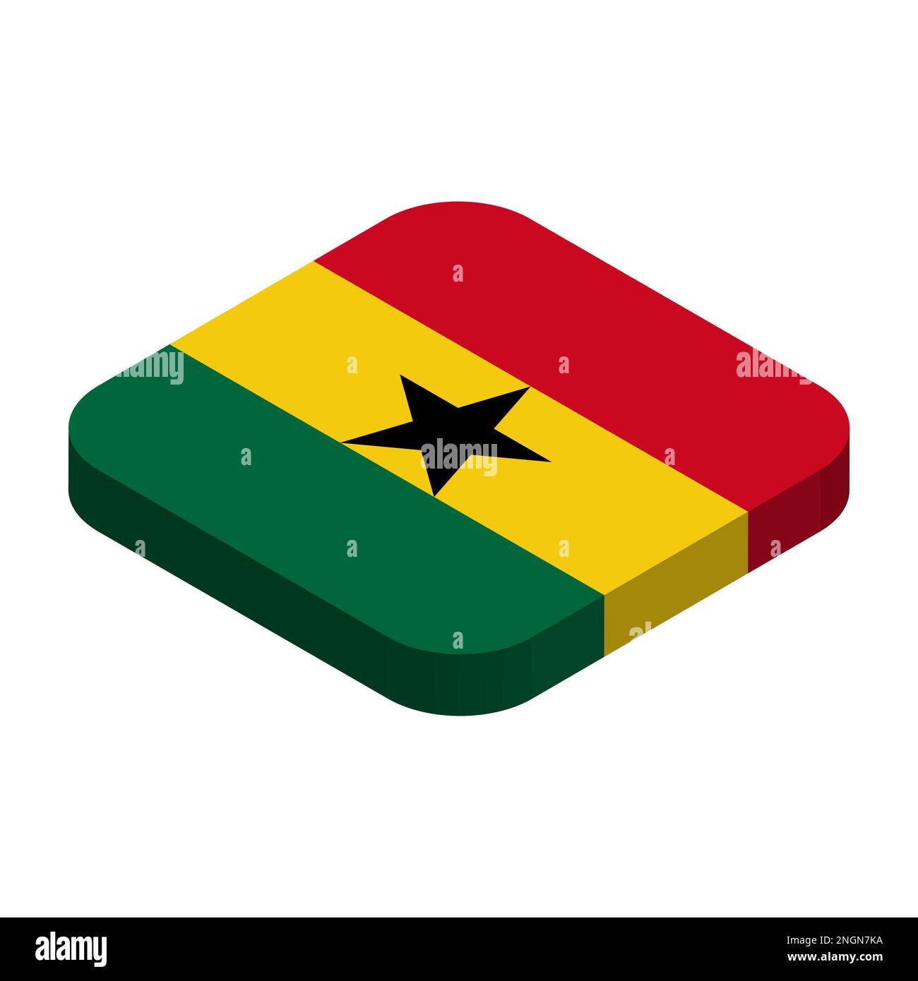 Ghana flag - 3D isometric square flag with rounded corners Stock Vector ...