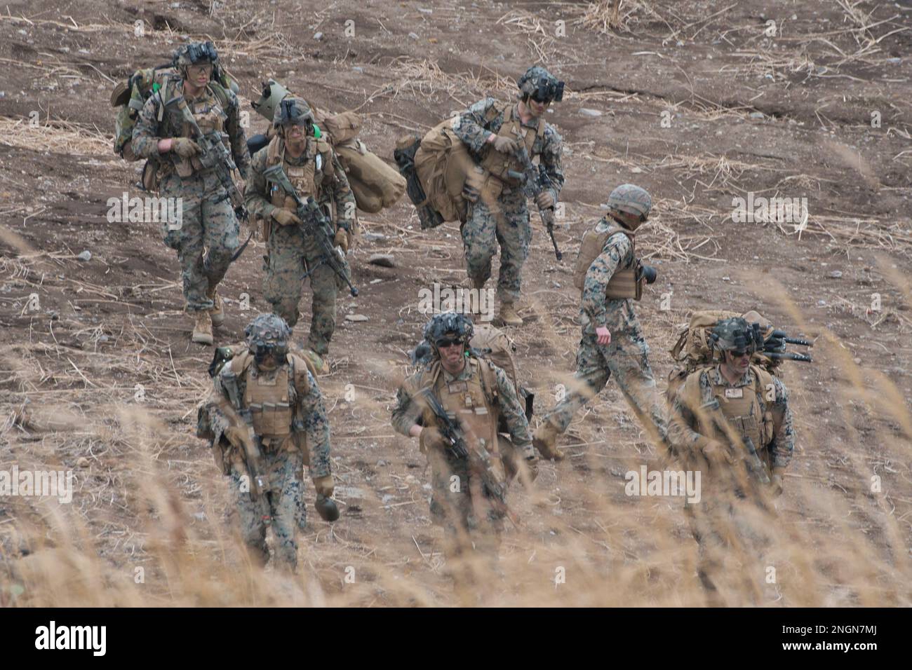 Kusu, Japan. 18th Feb, 2023. U.S. Marines' soldiers take part in the ...