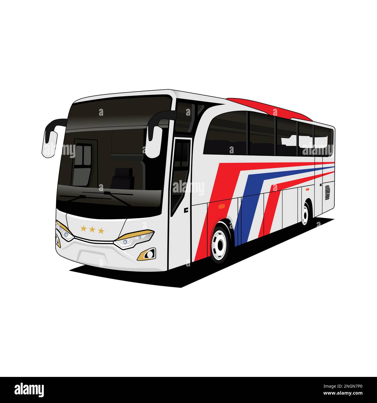 Inter-city transportation bus in Indonesia with red and blue stripes ...