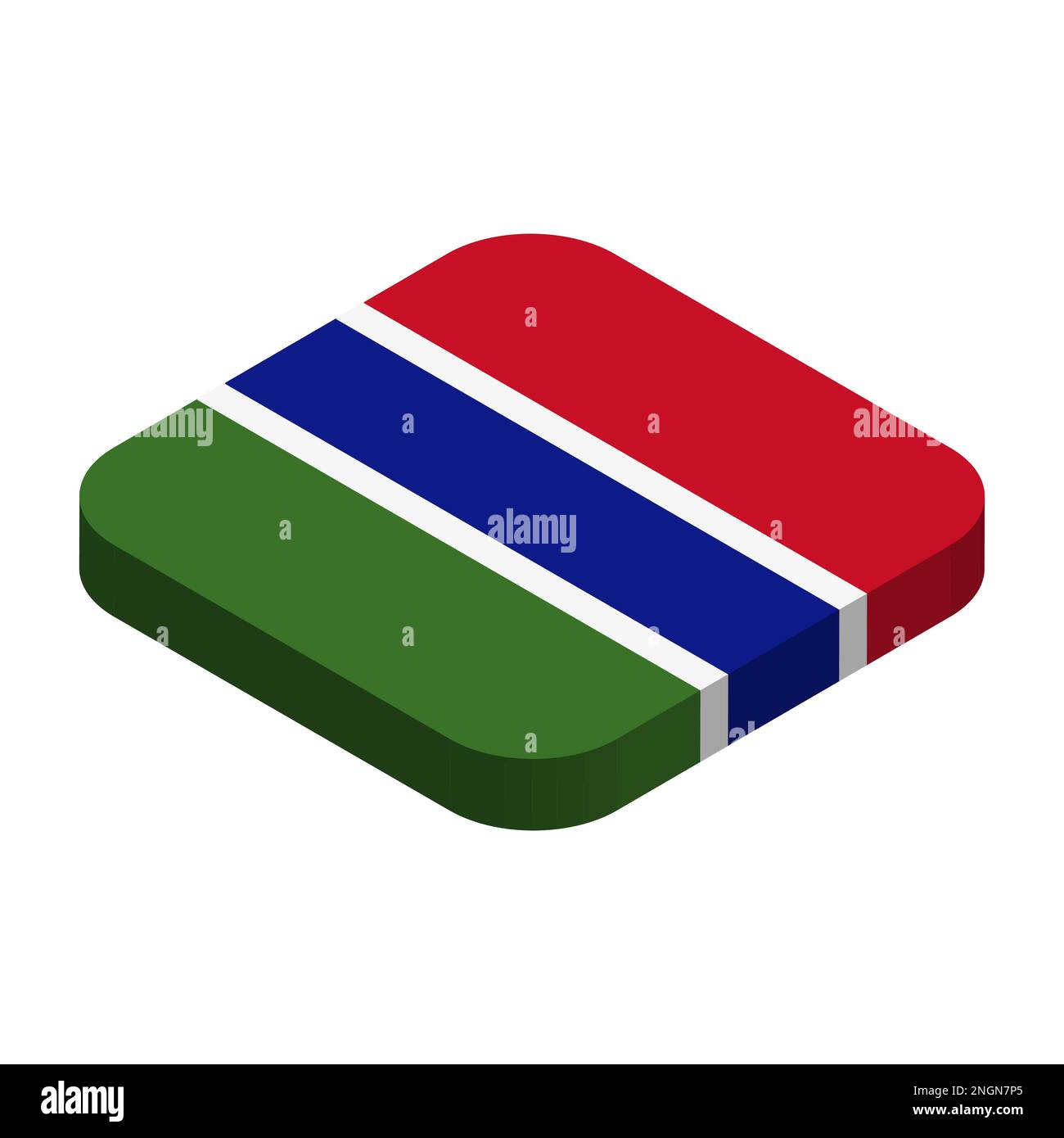 Gambia flag - 3D isometric square flag with rounded corners Stock ...