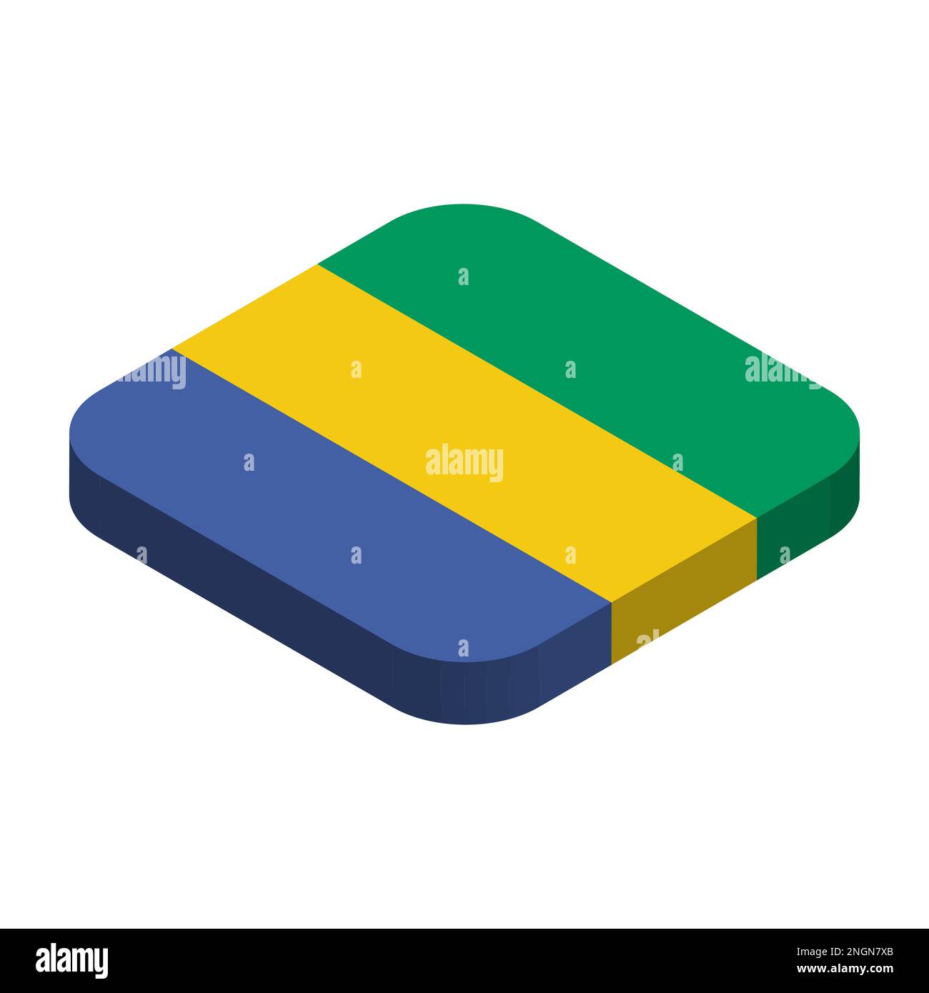 Gabon flag - 3D isometric square flag with rounded corners Stock Vector Image & Art - Alamy