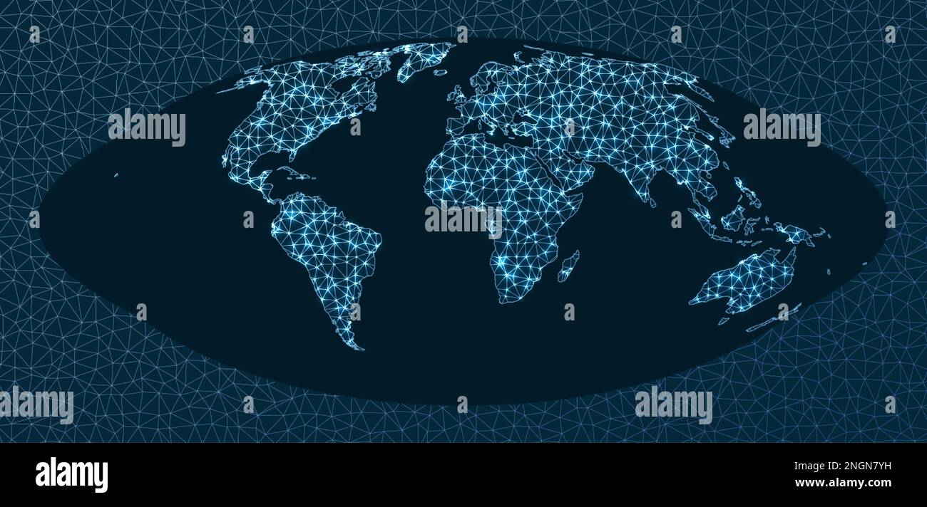Global network. Homolosine projection. World Network. Authentic ...