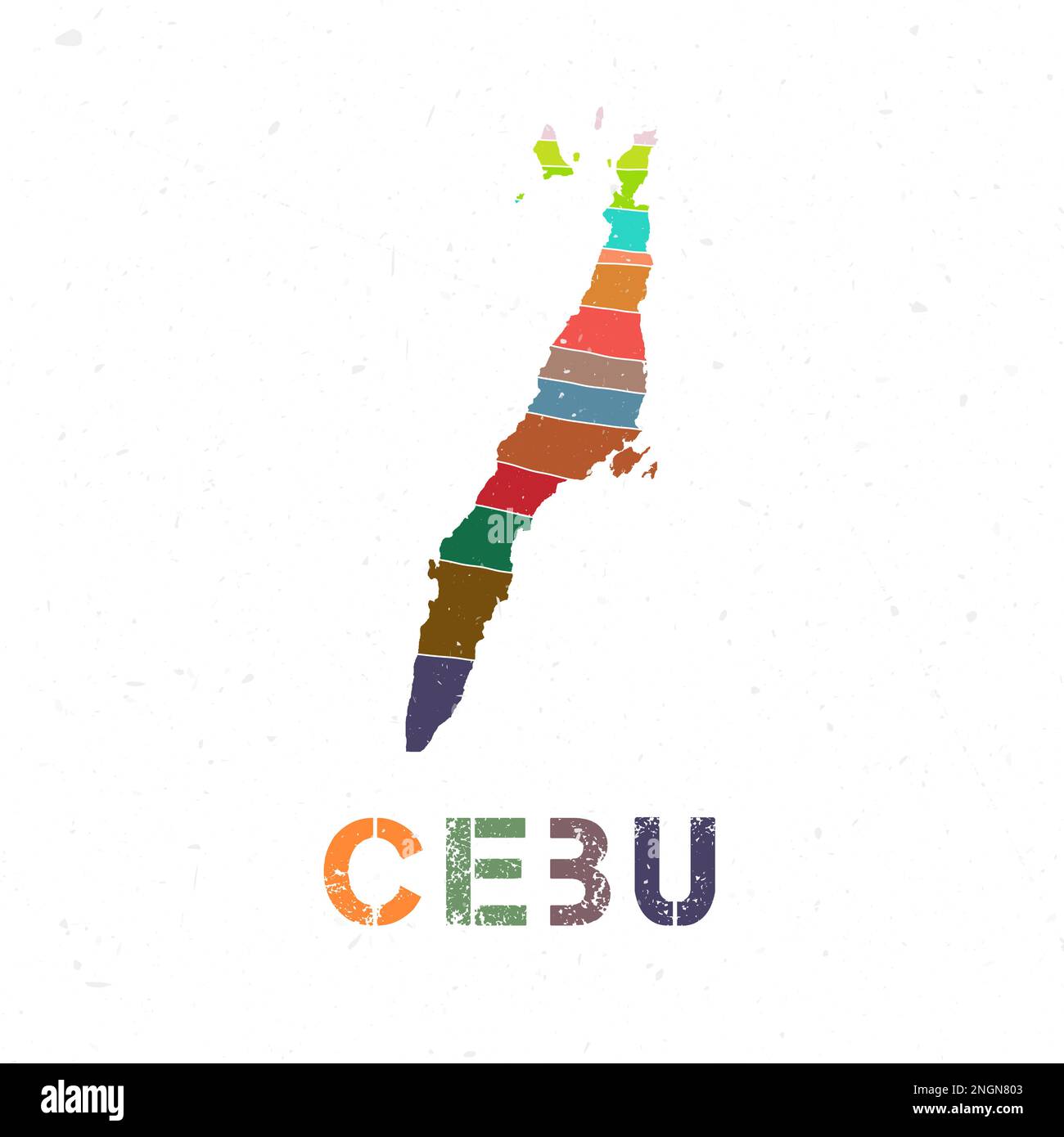 Cebu map design. Shape of the island with beautiful geometric waves and ...
