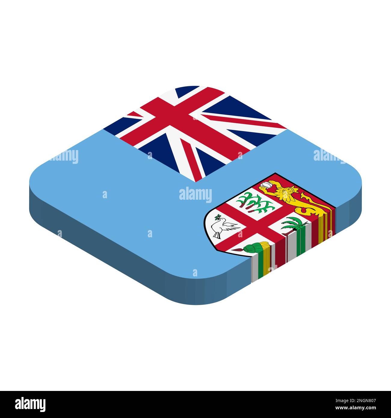 Fiji flag - 3D isometric square flag with rounded corners Stock Vector ...