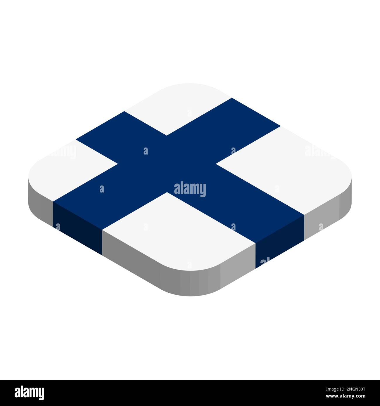 Finland flag - 3D isometric square flag with rounded corners Stock ...