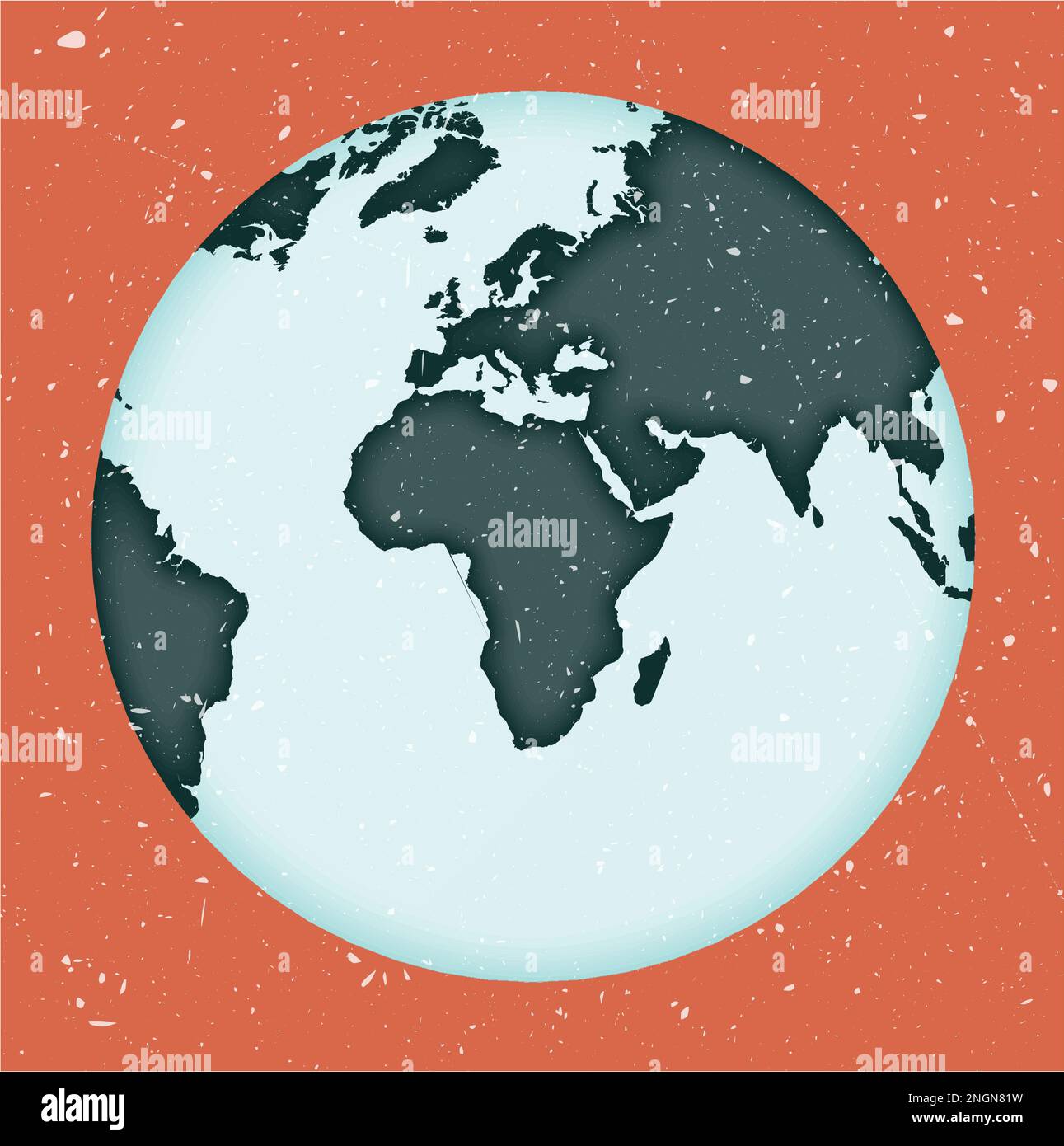 World Map Poster. Chamberlin projection for Africa projection. Vintage ...