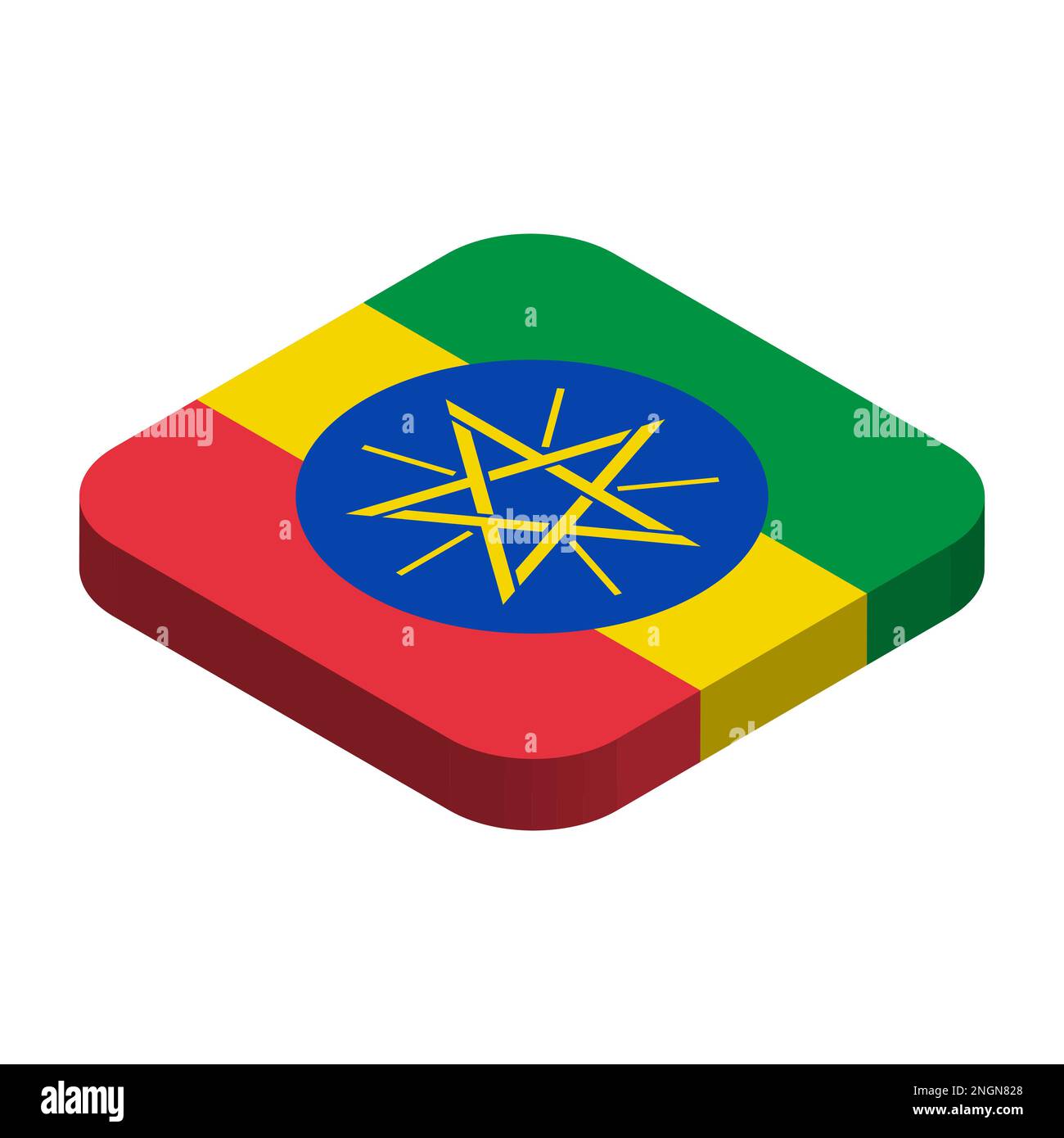 Ethiopia flag - 3D isometric square flag with rounded corners Stock ...