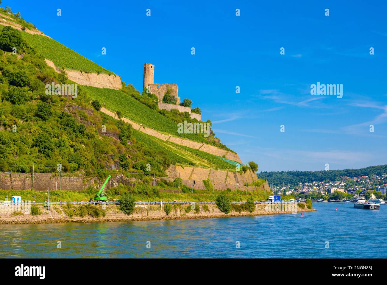 Ancient German fortress, ruins of Ehrenfels castle in Ruedesheim am ...