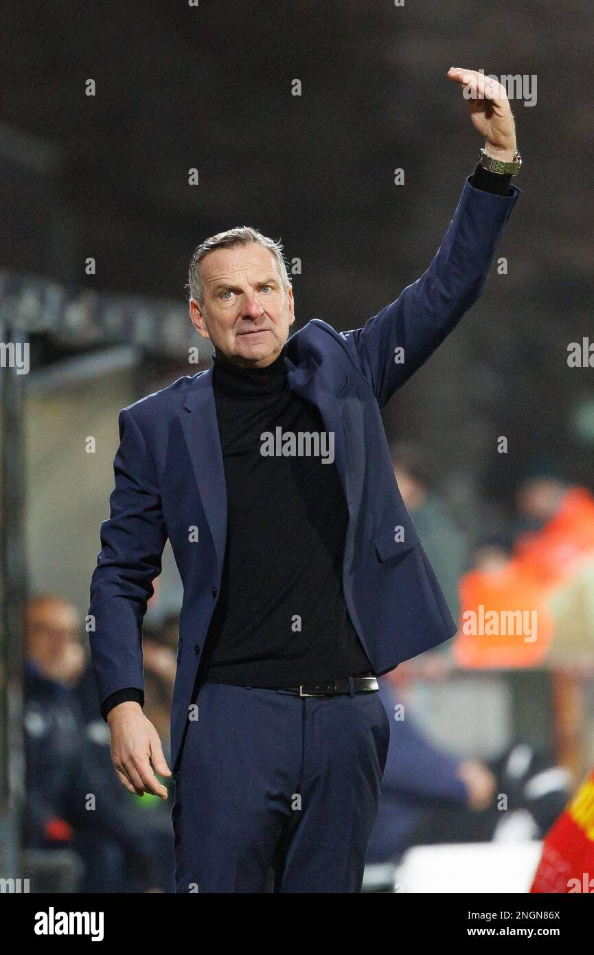 Oostende's head coach Dominik Thalhammer pictured during a soccer match ...