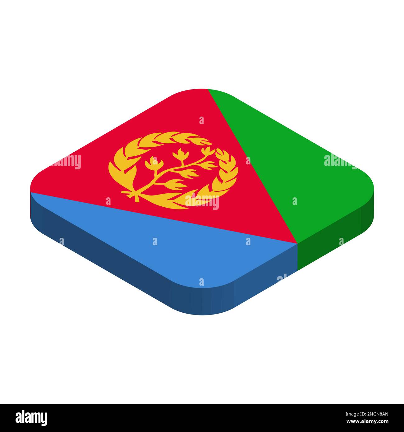 Eritrea flag - 3D isometric square flag with rounded corners Stock ...