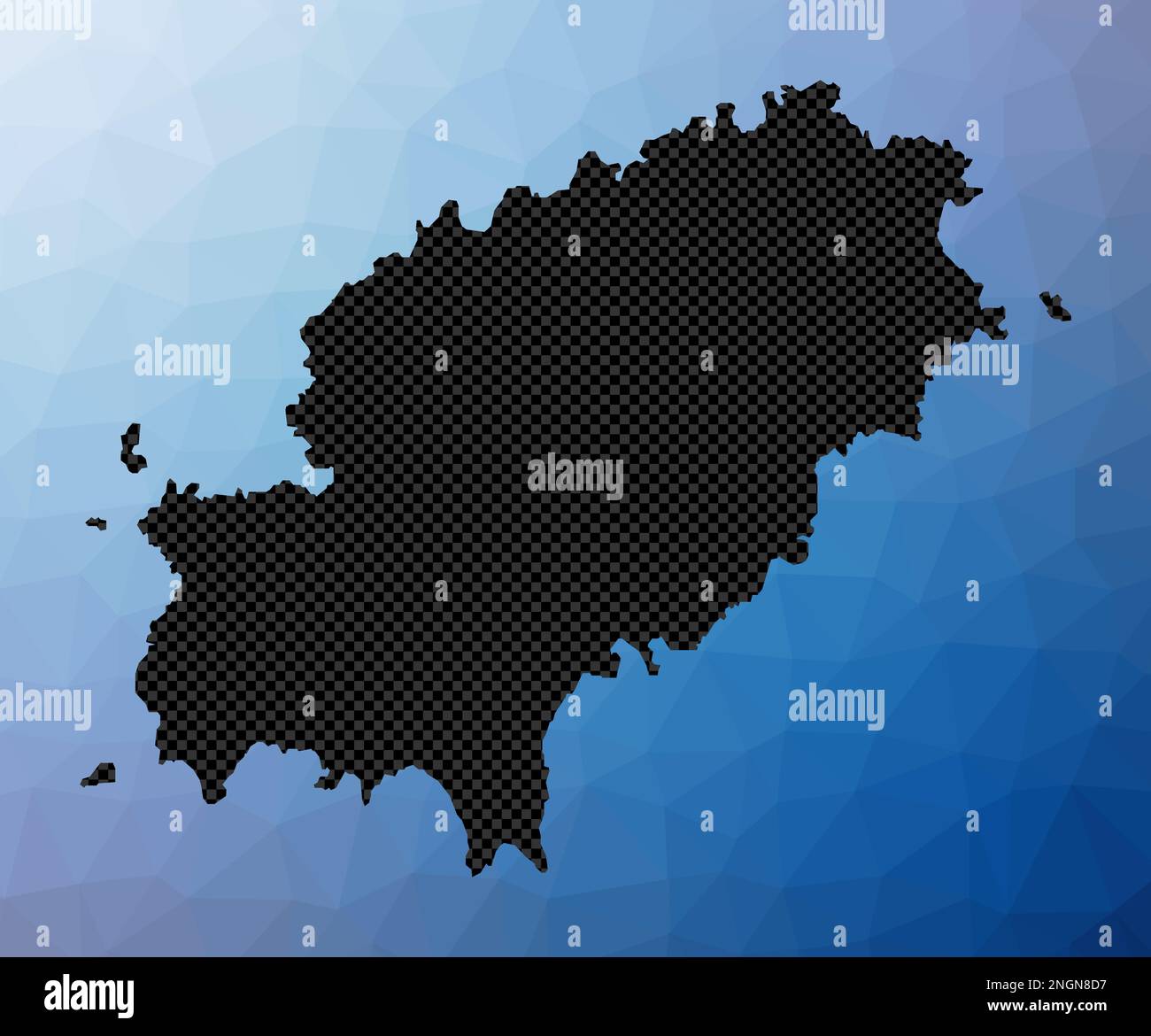 Ibiza geometric map. Stencil shape of Ibiza in low poly style. Modern ...