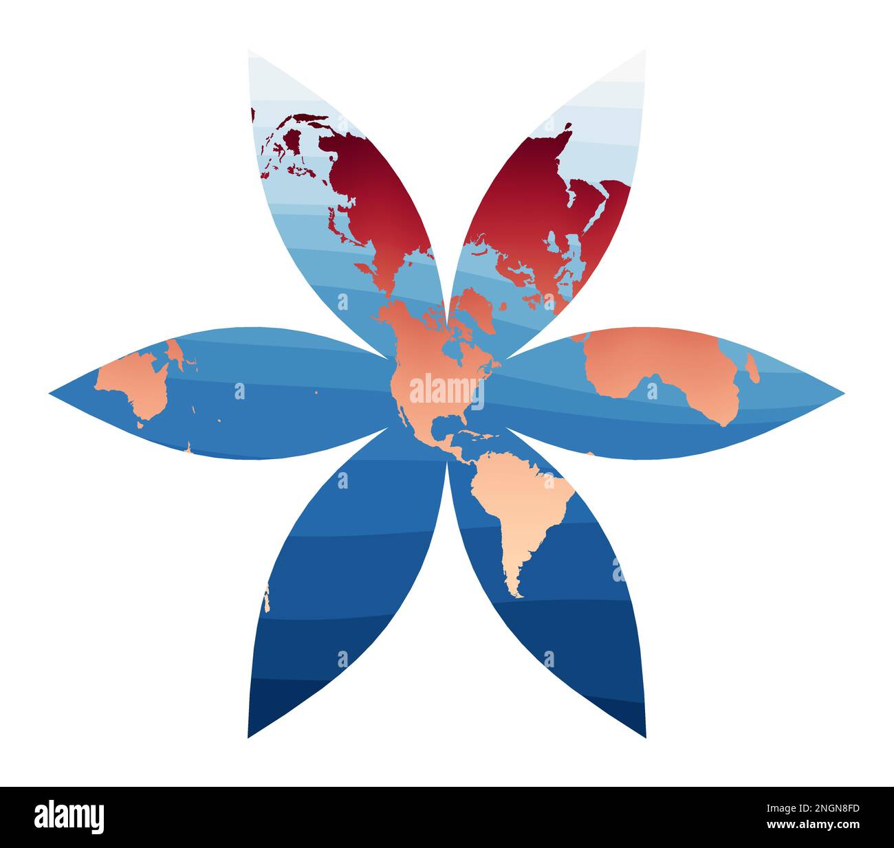 World Map Vector. The U.S.-centric Gingery world projection. World in ...