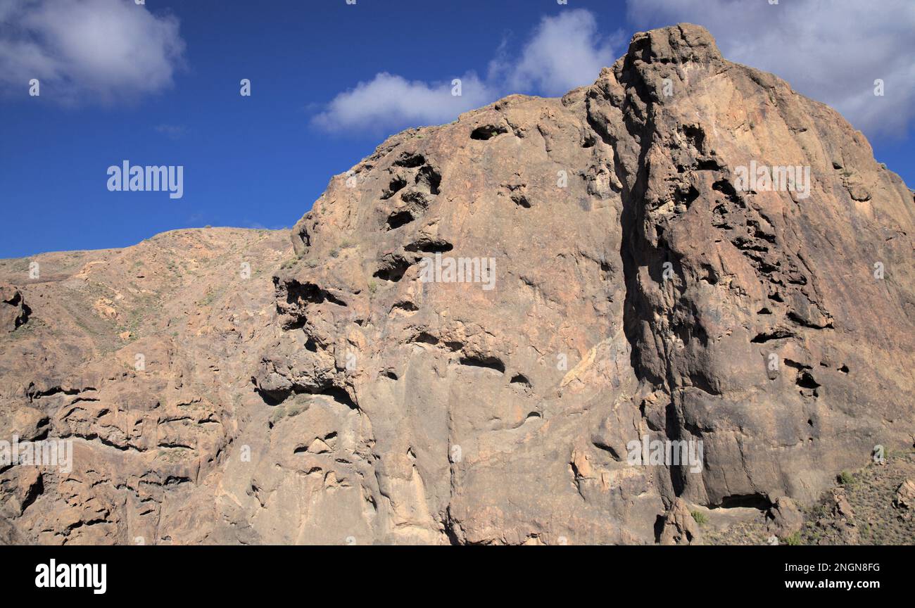 Gran Canaria, landscape of the southern part of the island along ...