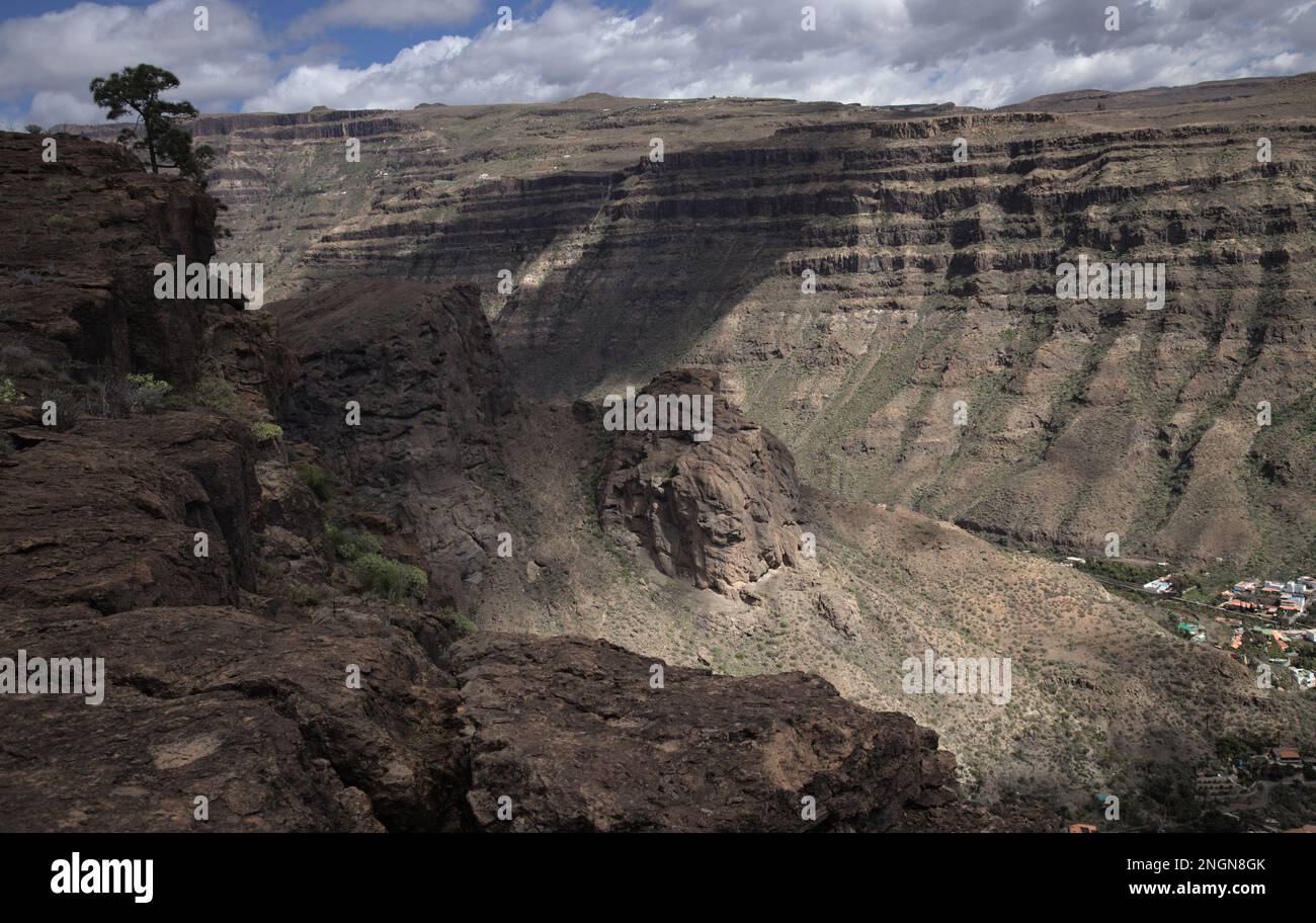 Gran Canaria, landscape of the southern part of the island along ...