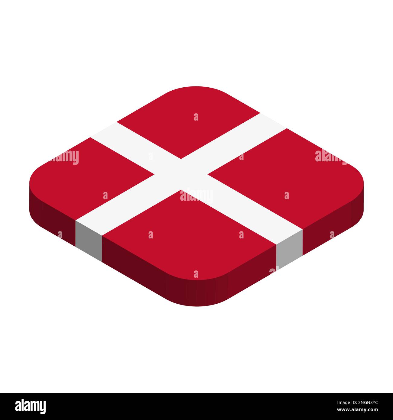 Denmark flag - 3D isometric square flag with rounded corners Stock Vector Image & Art - Alamy