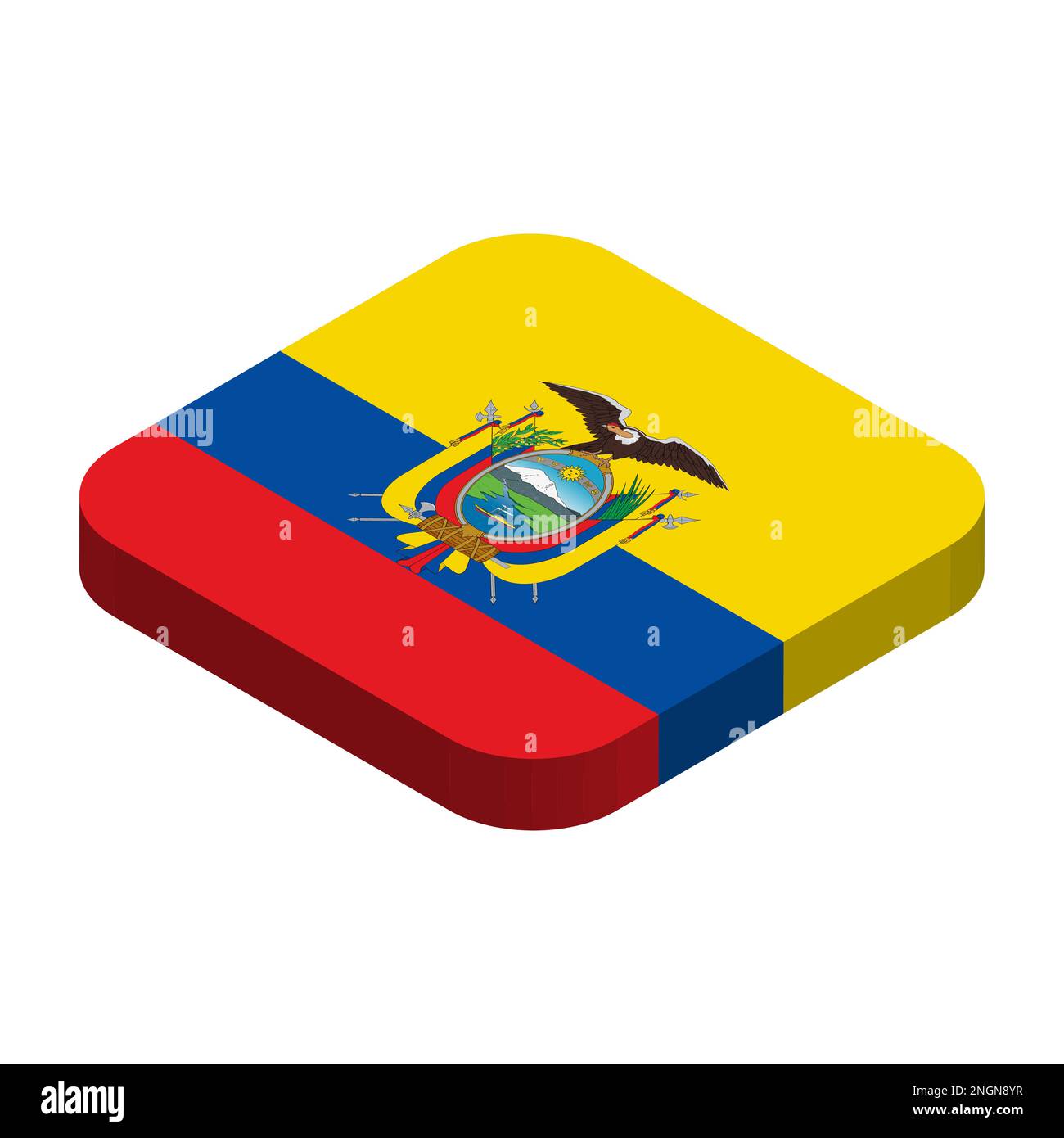 Ecuador flag - 3D isometric square flag with rounded corners Stock Vector Image & Art - Alamy
