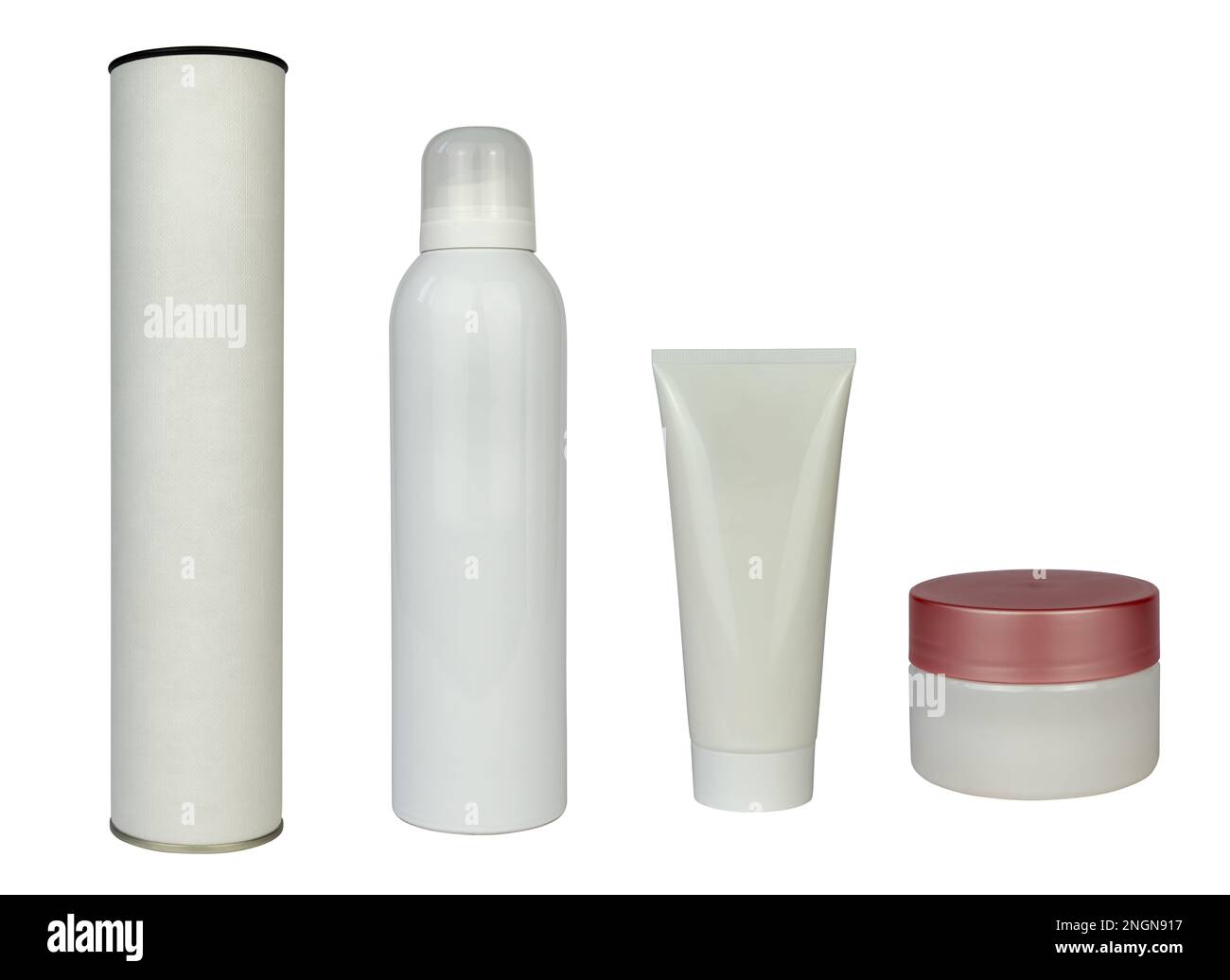 Different white cosmetic containers - for aroma therapy, foam and hand ...