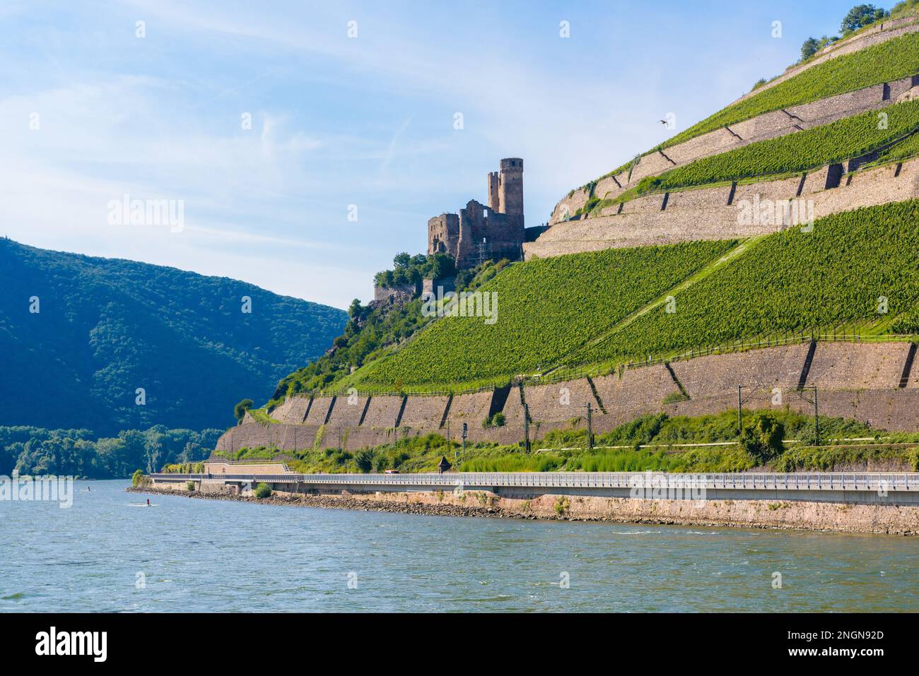 Ancient German fortress, ruins of Ehrenfels castle in Ruedesheim am ...