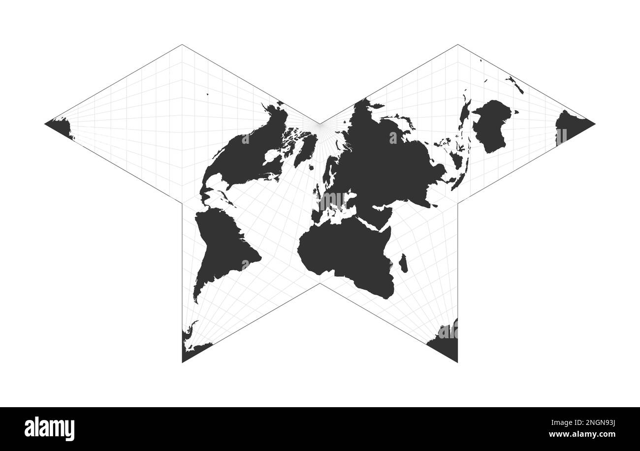 Map of the World. Collignon butterfly projection. Globe with latitude ...