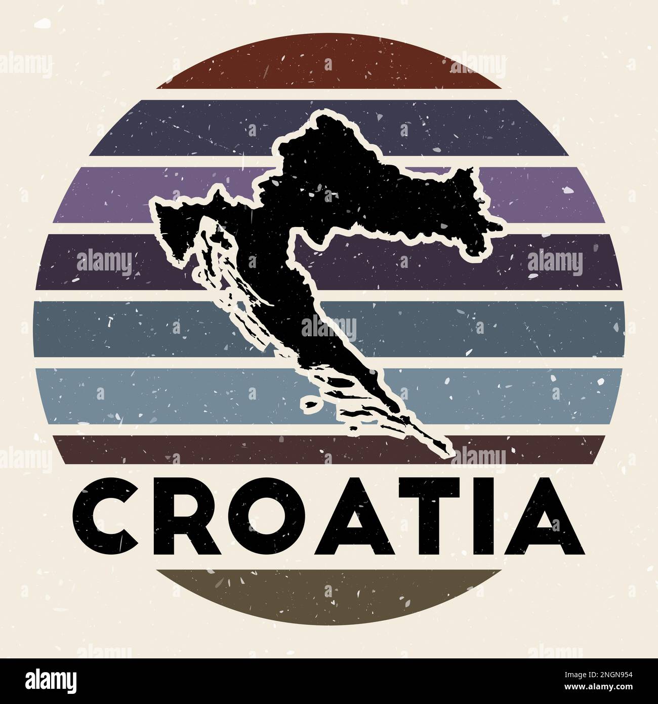 Croatia logo. Sign with the map of the country and colored stripes ...
