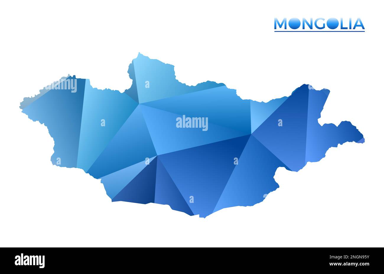 Vector polygonal Mongolia map. Vibrant geometric country in low poly style. Appealing ...