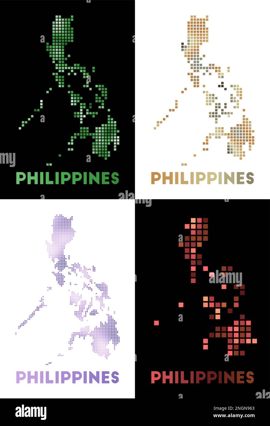 Philippines map. Collection of maps of the Philippines in dotted style ...