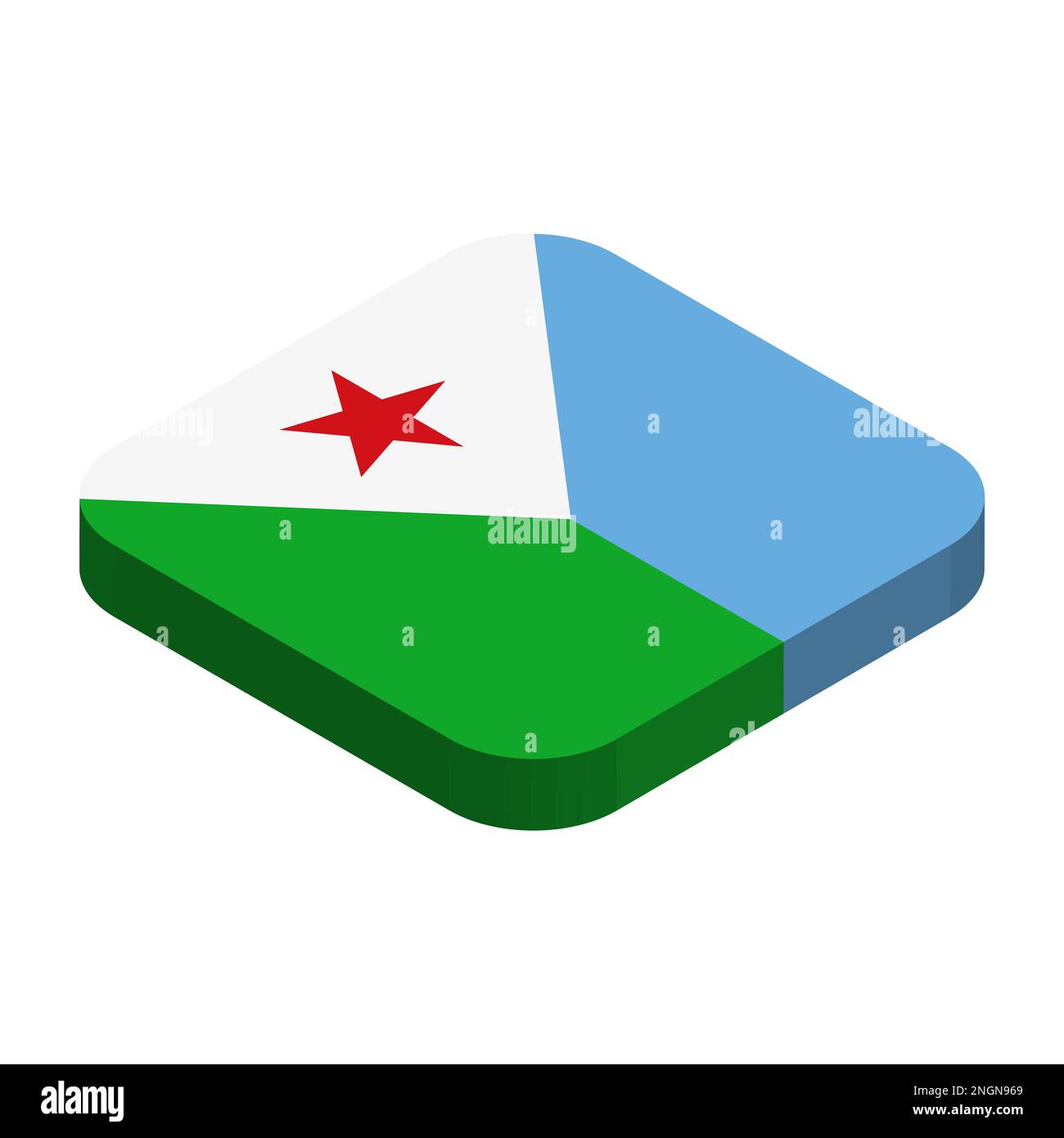 Djibouti flag - 3D isometric square flag with rounded corners Stock ...